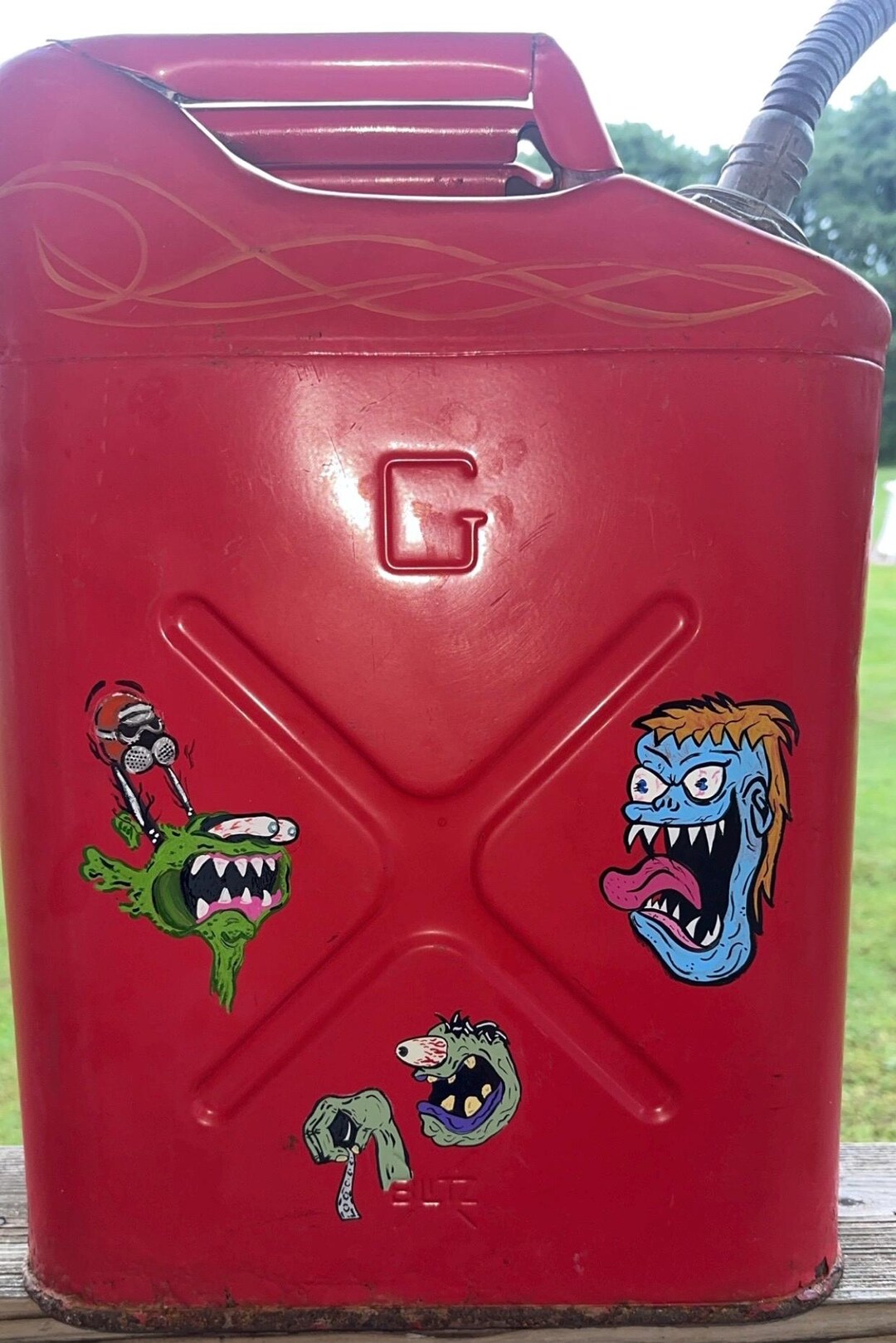 Gas Can Hand Painted Retro Car Character Art - Etsy