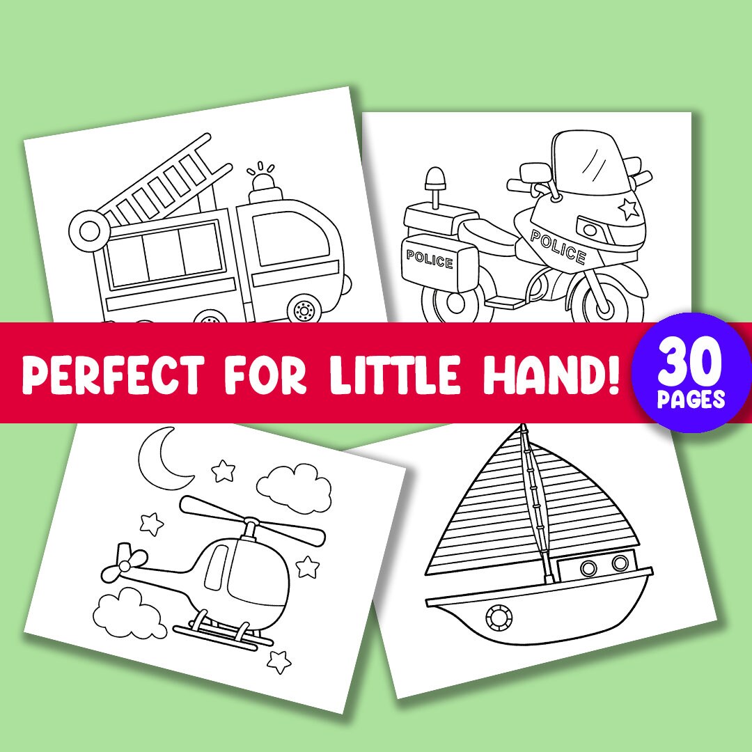 Transportation Coloring Pages for Toodler - Etsy