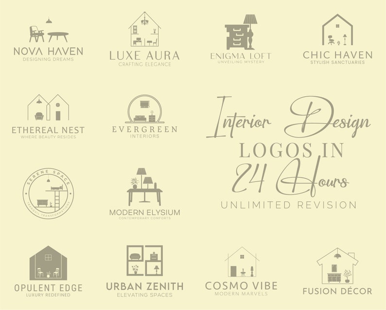 Custom Interior Design Logo minimalist & Elegant Branding unique ...