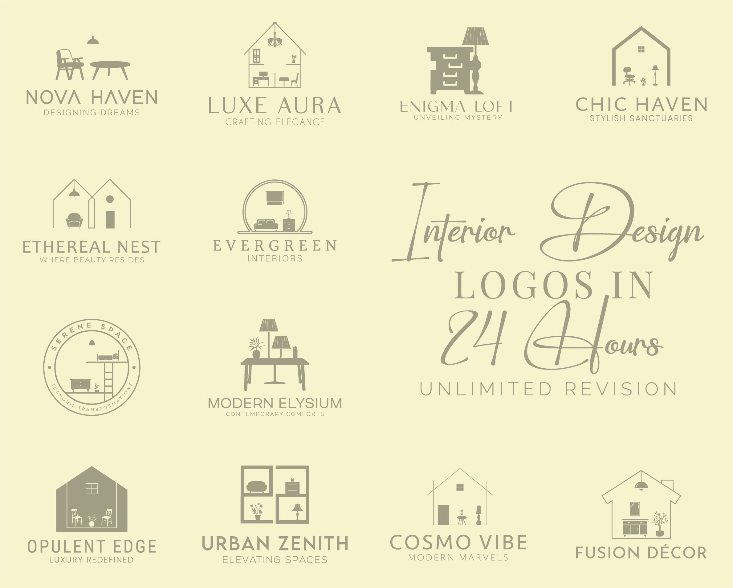 Custom Interior Design Logo minimalist & Elegant Branding unique ...