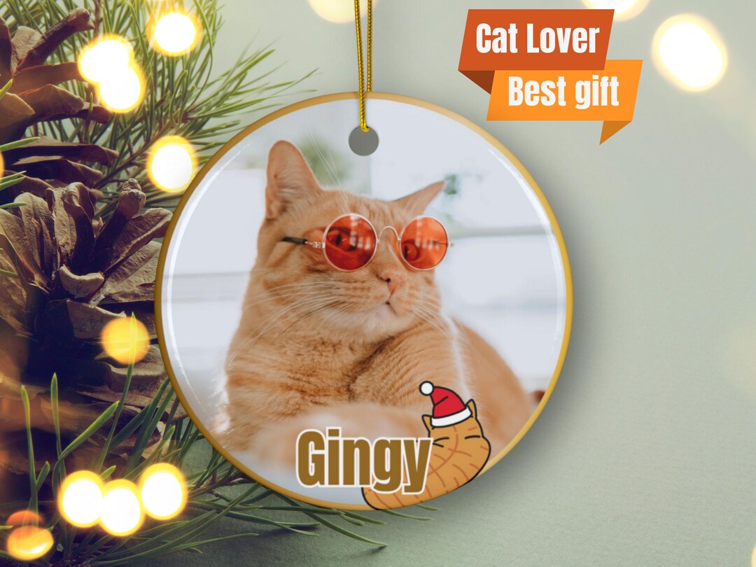 Personalized Ornament, Ginger Cat Ornament Photo Christmas Ornament Cat ...
