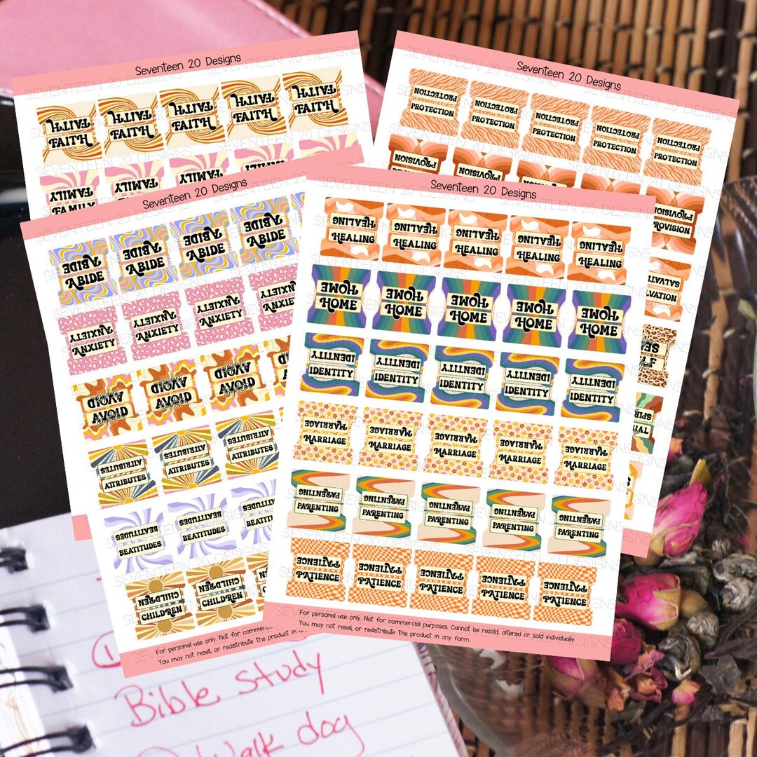Retro Prayer-themed Bible Tabs Colorful Scripture Organization Tabs ...
