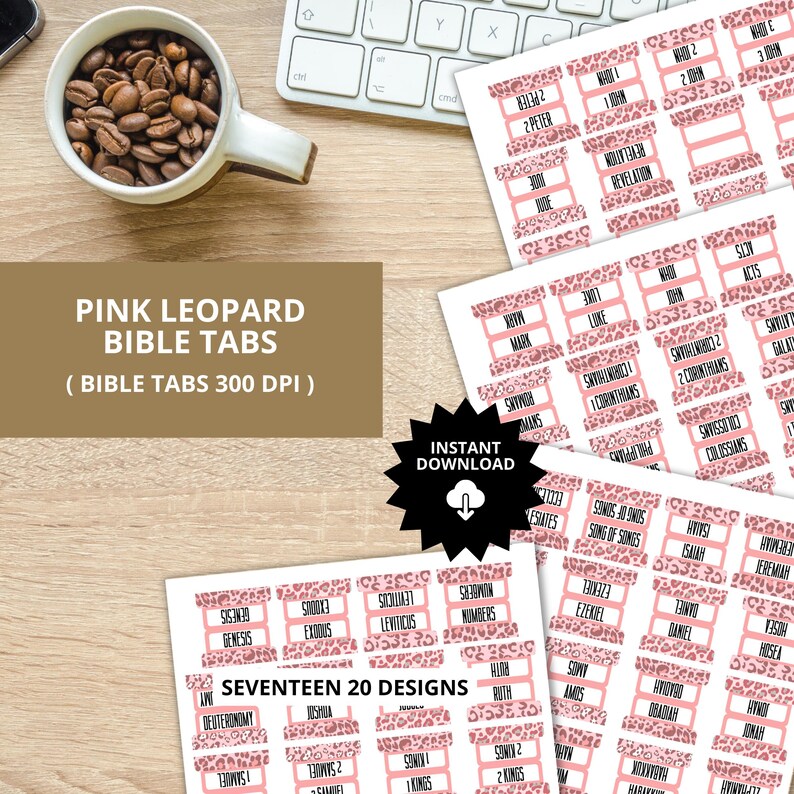 Pink Leopard Bible Tabs, Printable Scripture Tabs, Bible Study Journal ...