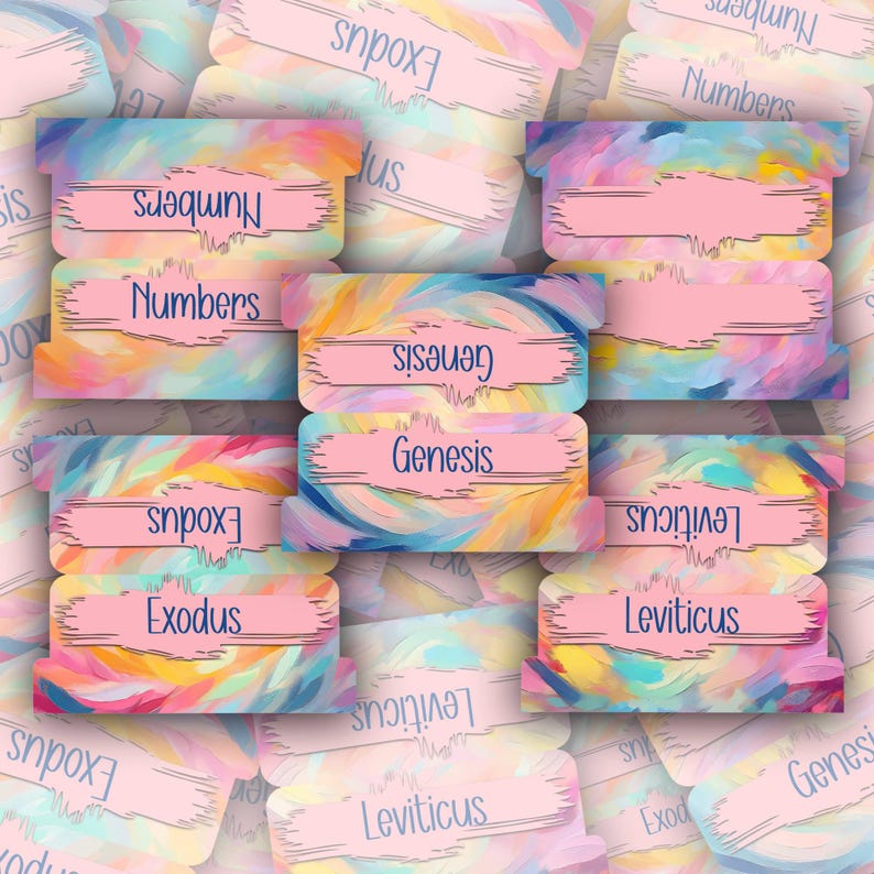 Pastel Brushstrokes Bible Tabs, Elegant Bible Book Dividers for Women ...