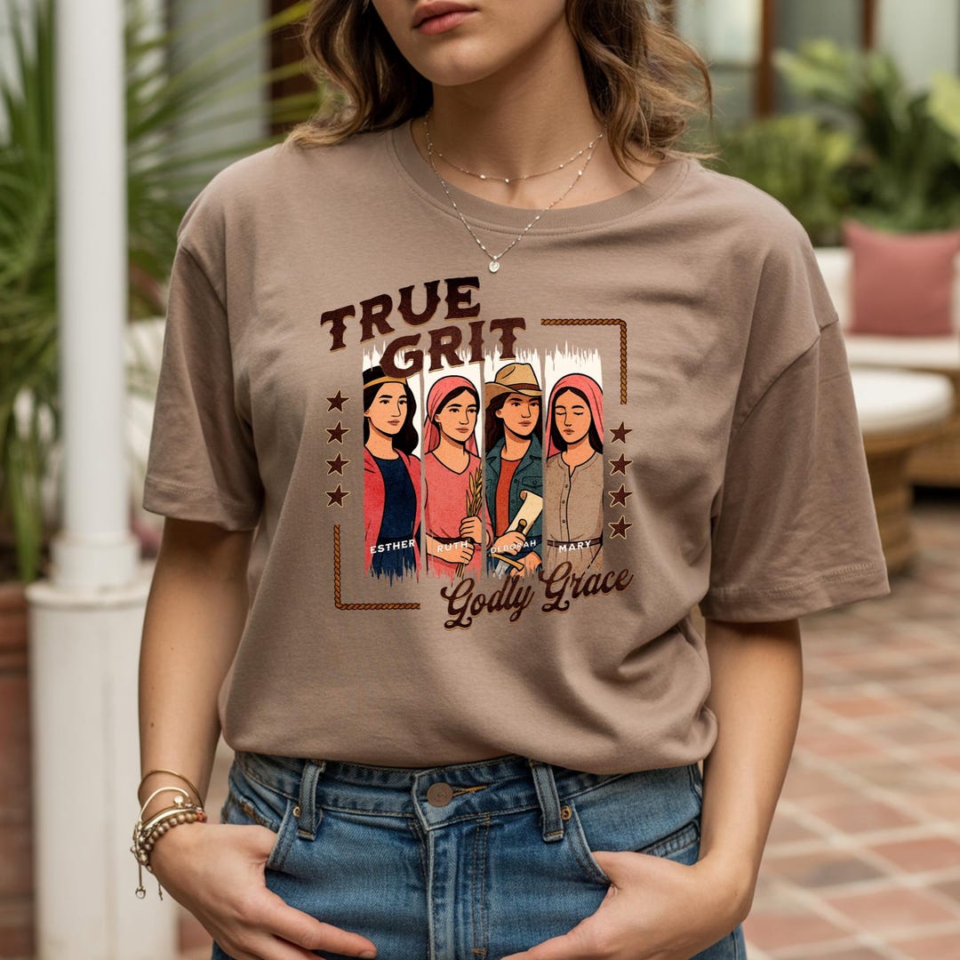 True Grit Godly Grace T-shirt: Christian Western Women of the Bible - Etsy