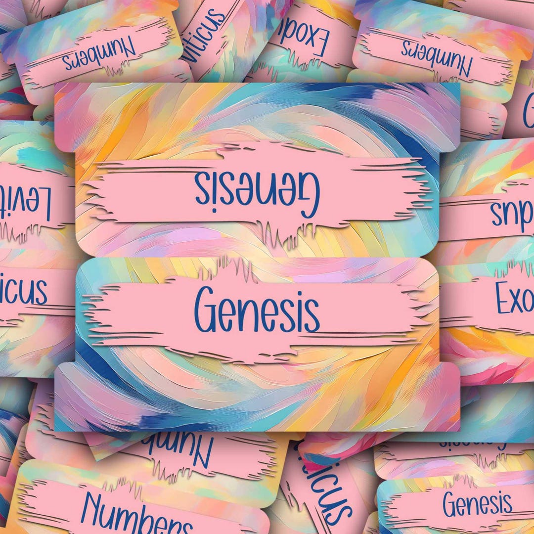 Pastel Brushstrokes Bible Tabs, Printable Scripture Tabs, Colorful ...