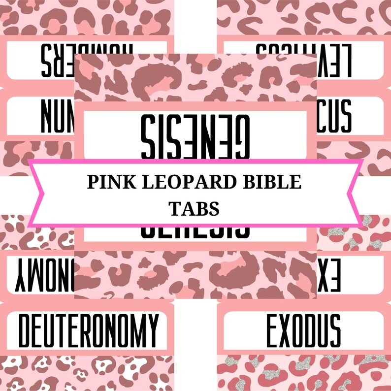 Pink Leopard Bible Tabs, Printable Scripture Tabs, Bible Study Journal ...