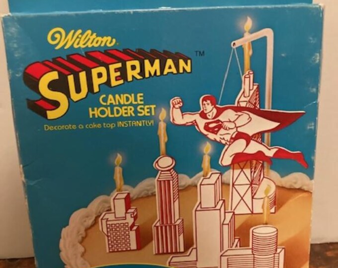 Superman 1979 Wilton Candle Holder Set Cake Topper Decoration MIB ...
