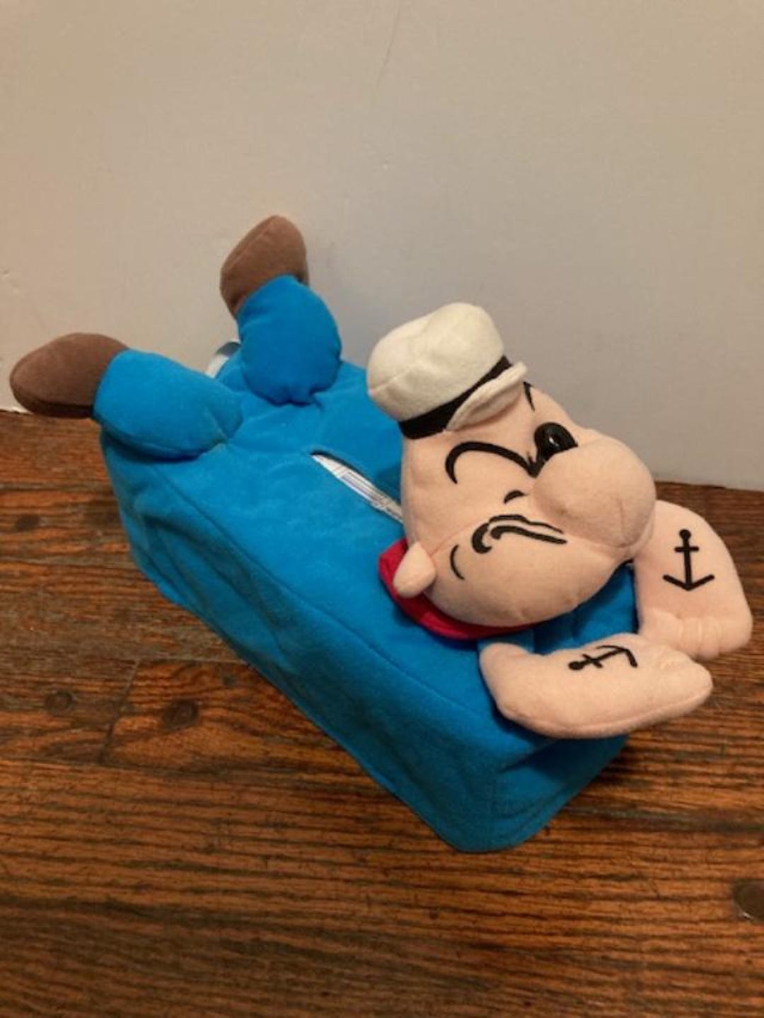 Popeye Tissue Box Cover Plush Rectangular Sailor Dispenser Weird Rare ...