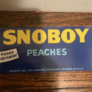 Vintage 60's Snoboy Peaches Fruit Crate Label Original Genuine Unused ...