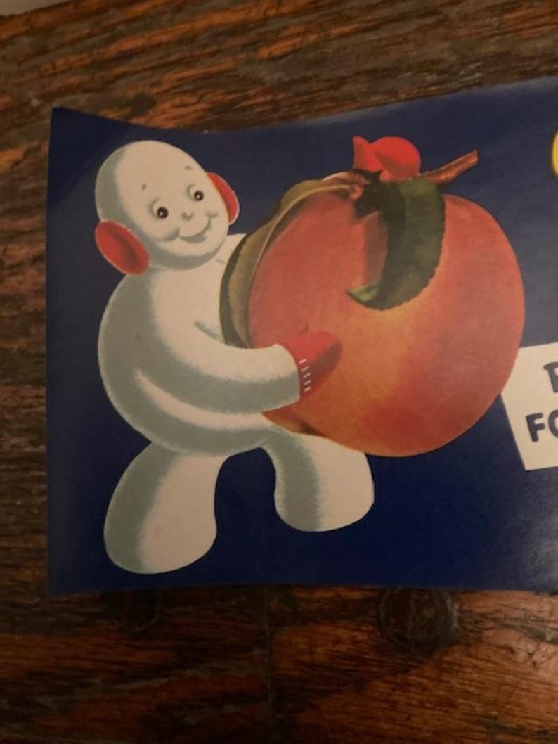 Vintage 60's Snoboy Peaches Fruit Crate Label Original Genuine Unused ...