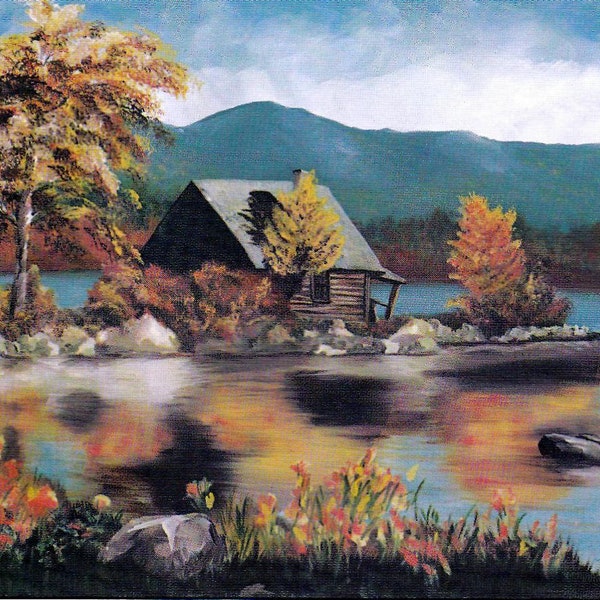 Log Cabin Painting - Etsy