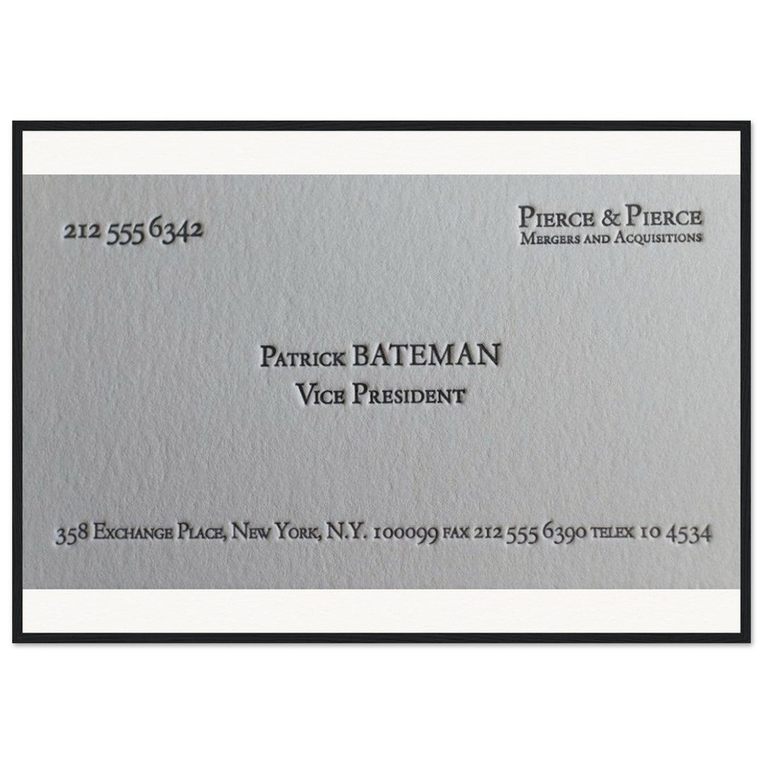 PATRICK BATEMAN American Psycho Business Card Wall Art bone, Silian ...