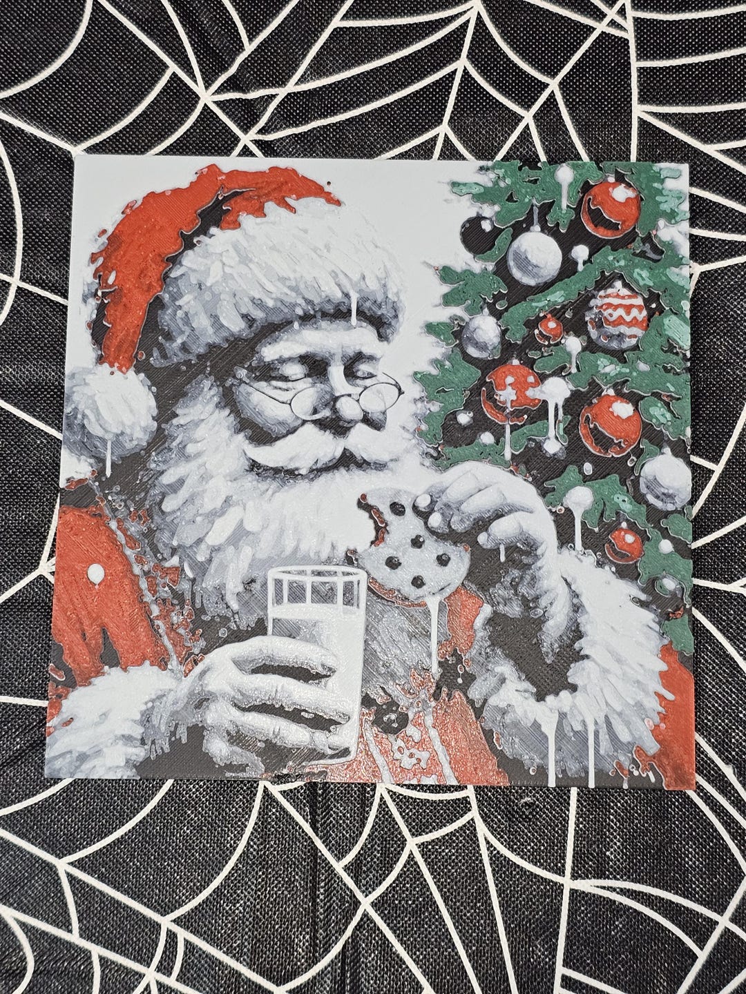 Santa Clause Eating Cookies and Milk, 3D Hueforge Art - Etsy