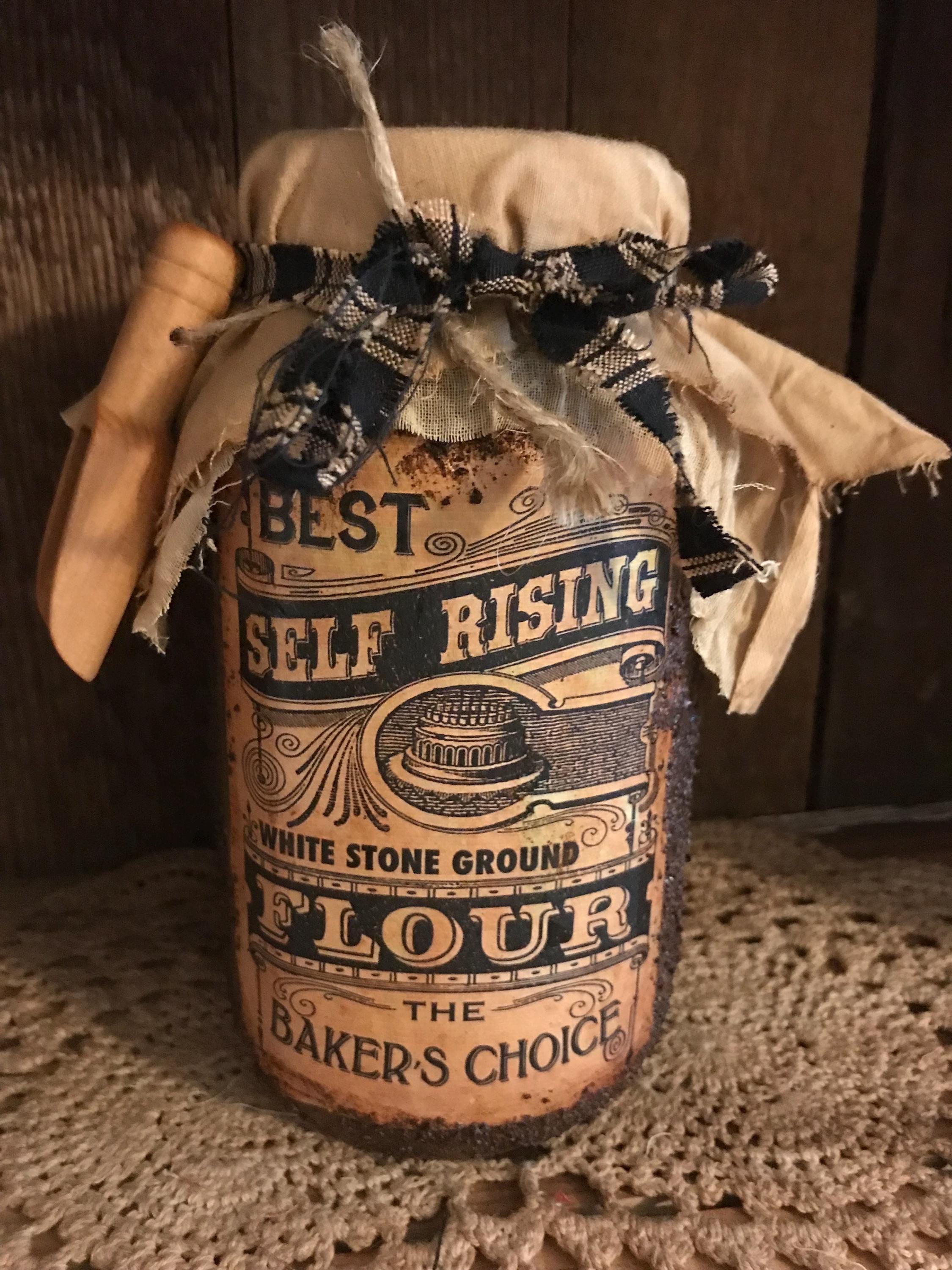 Primitive Flour Label Handmade Primitive Grubby Pantry Jar, Grubby ...