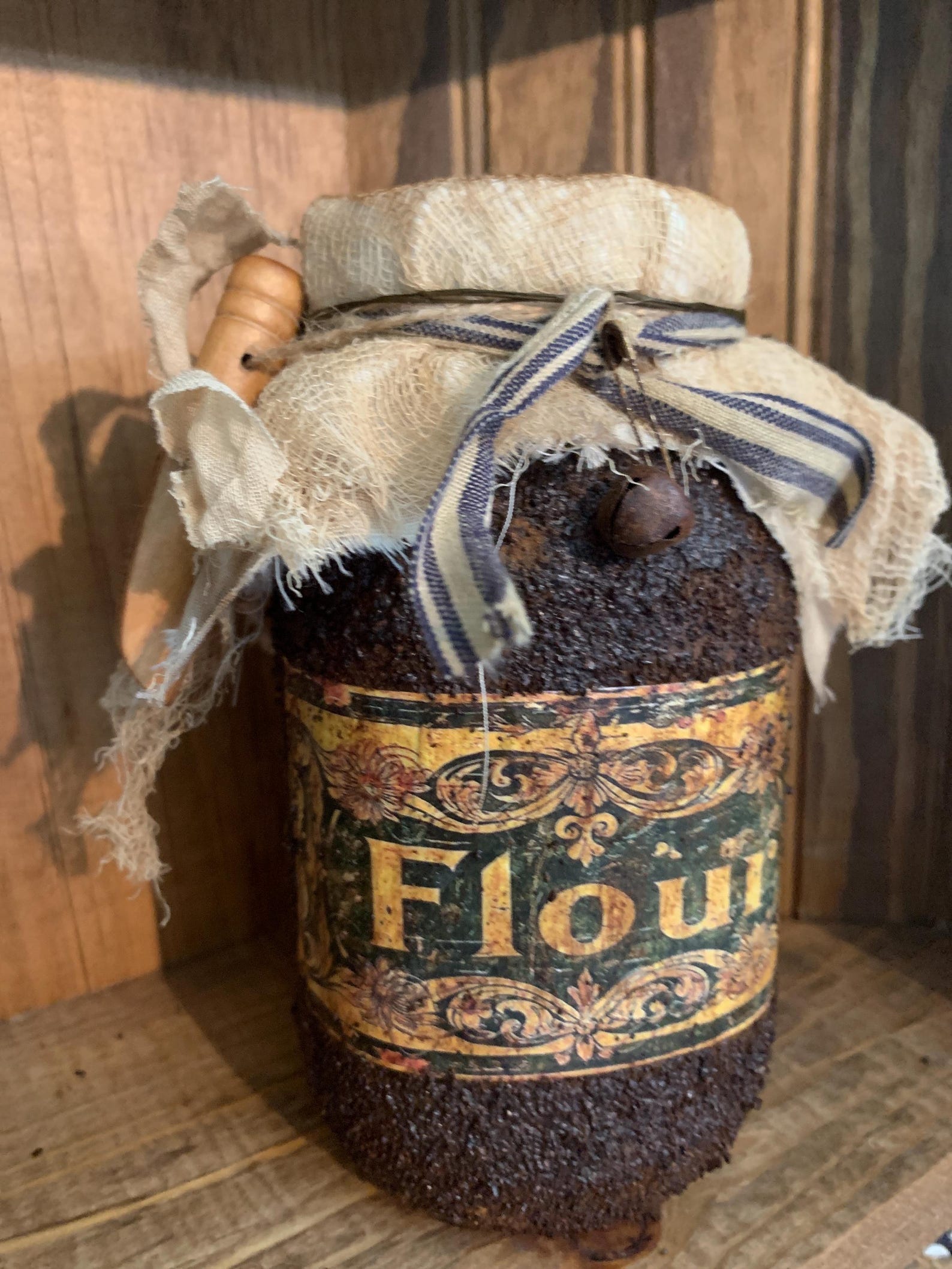 Flour Handmade Primitive Grubby Pantry Jar, Grubby Distressed Pantry ...