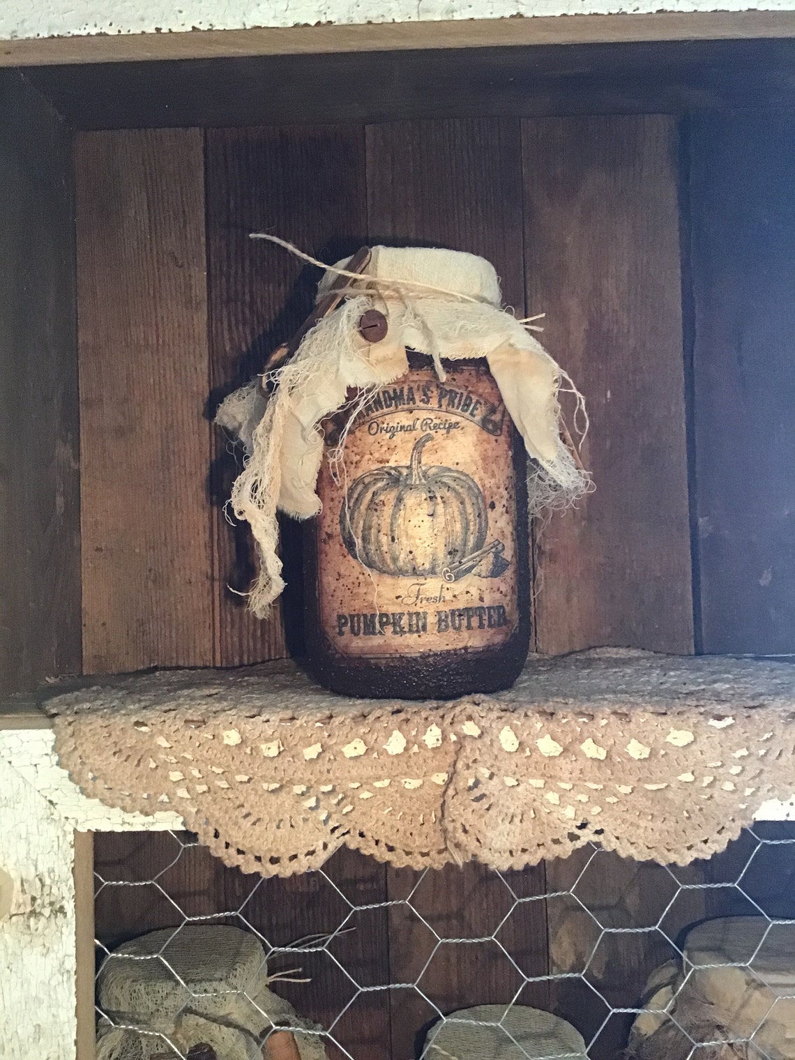 Handmade Primitive Grubby Pantry Jar, Grubby Distressed Pantry Jar ...