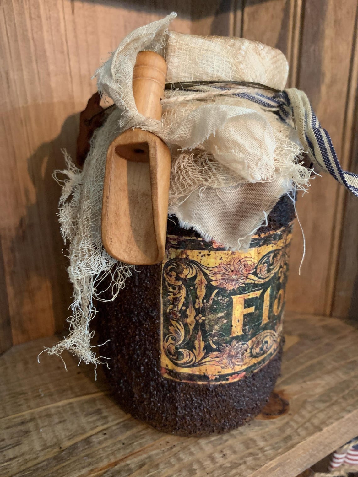 Flour Handmade Primitive Grubby Pantry Jar, Grubby Distressed Pantry ...