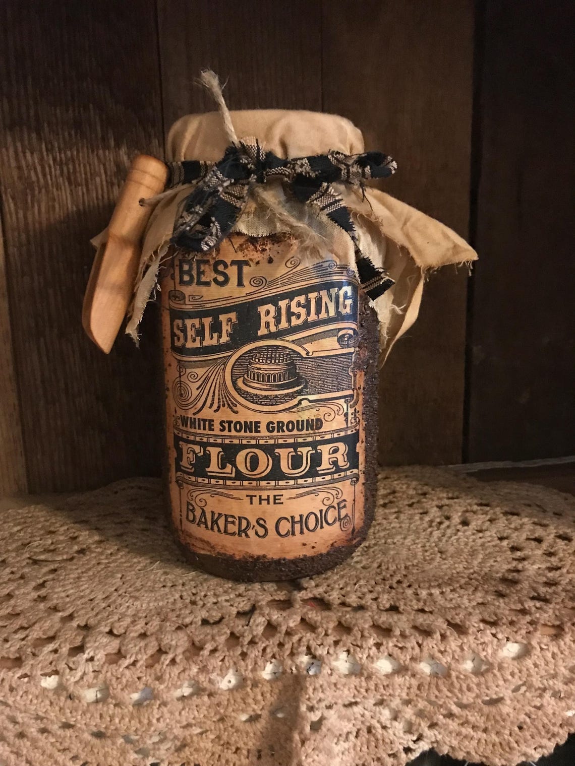 Primitive Flour Label Handmade Primitive Grubby Pantry Jar, Grubby ...