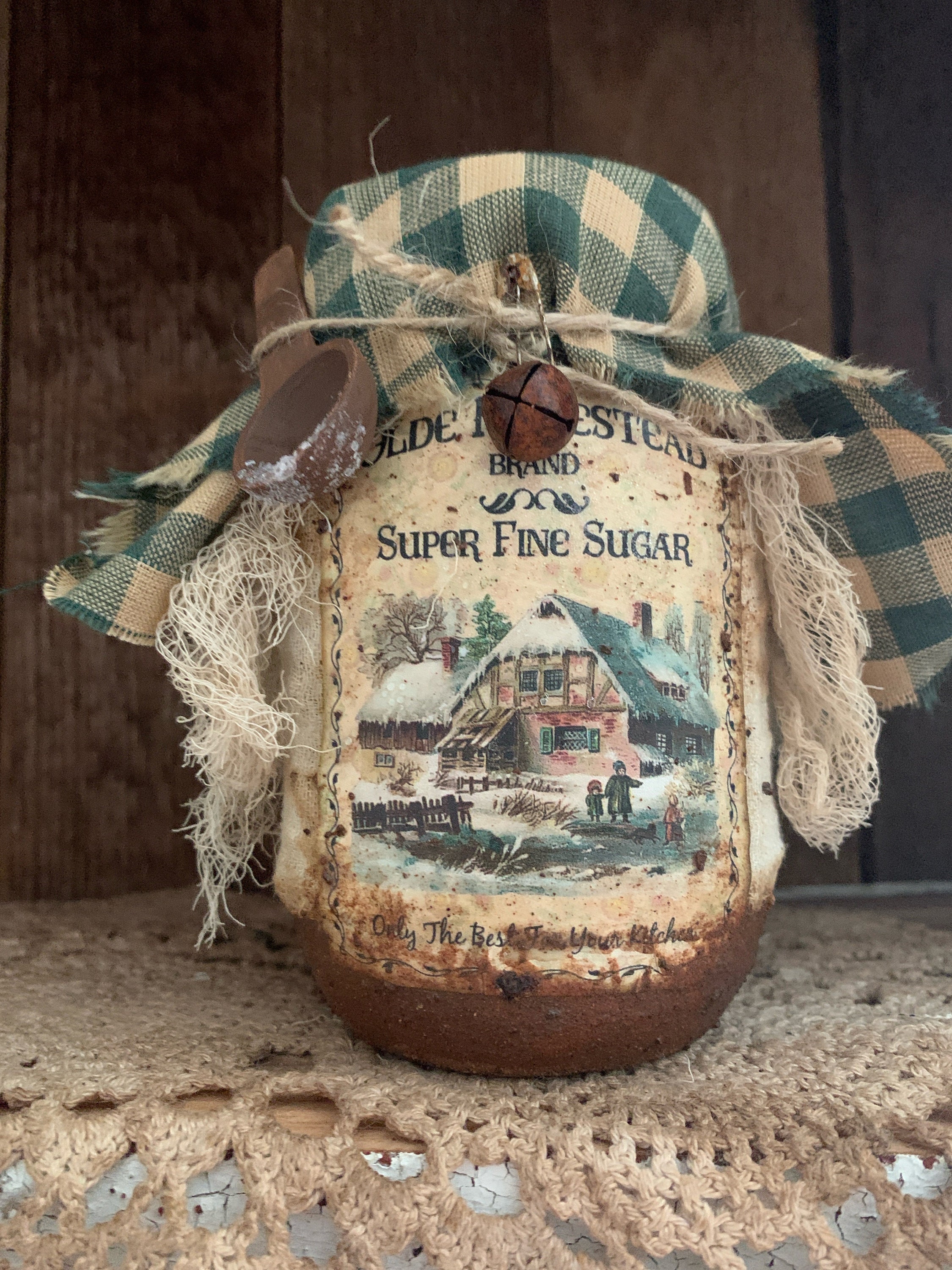 Olde Homestead Brand Super Fine Sugar Primitive Grubby Pantry Jar - Etsy