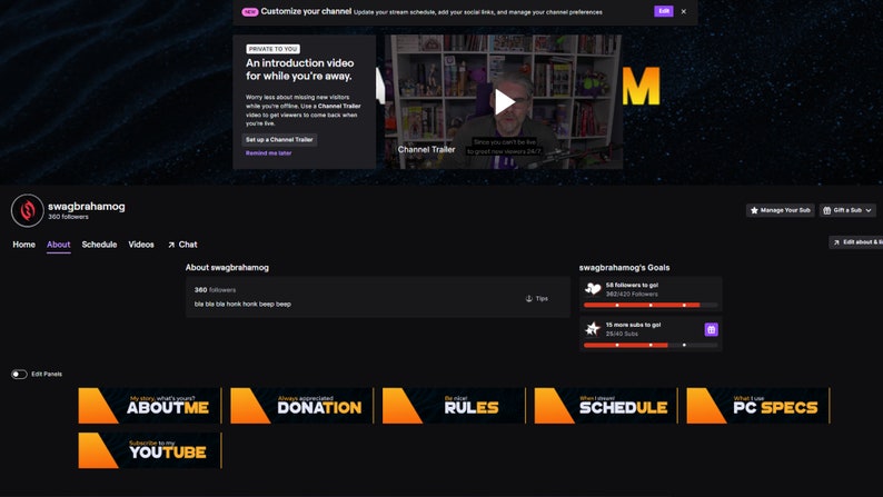 Wavy Twitch Panels - CUSTOMIZABLE - Etsy