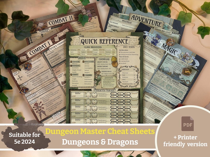 Dnd DM Cheat Sheets 5e 2024 | Dungeon Master Quick Reference (PDF) - Etsy