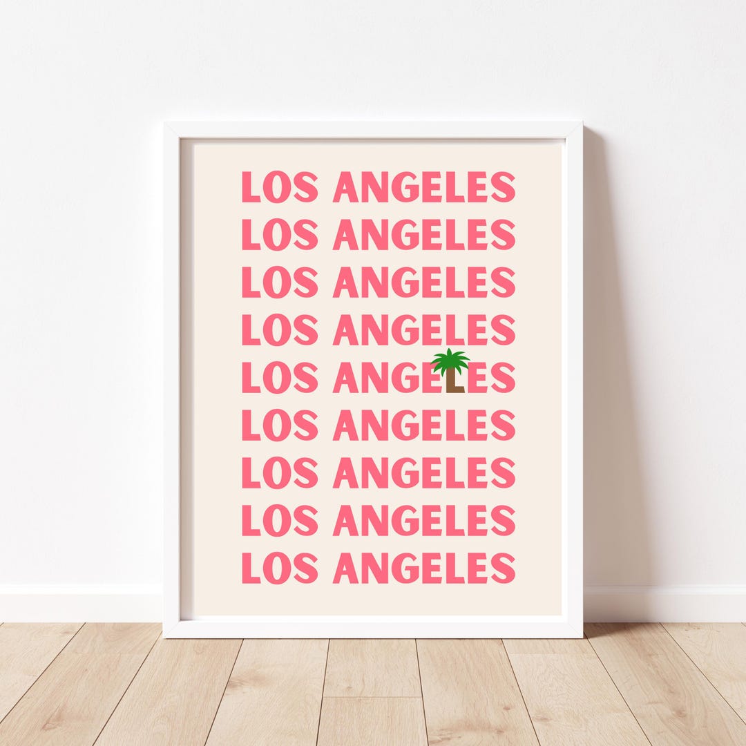Los Angeles Typography Print | LA Digital Wall Art | Modern Cute LA ...