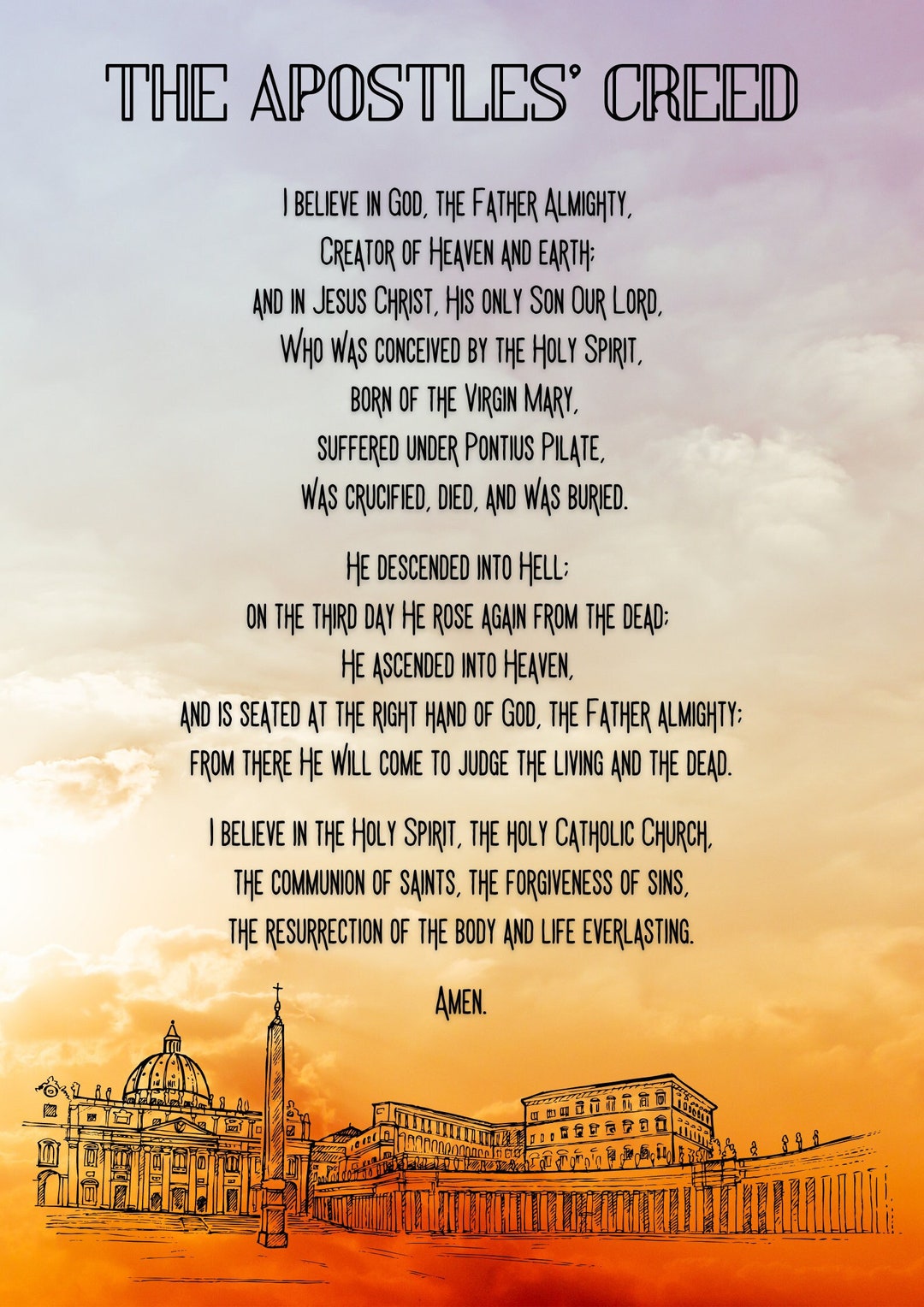The Apostles' Creed (version 2) - Etsy