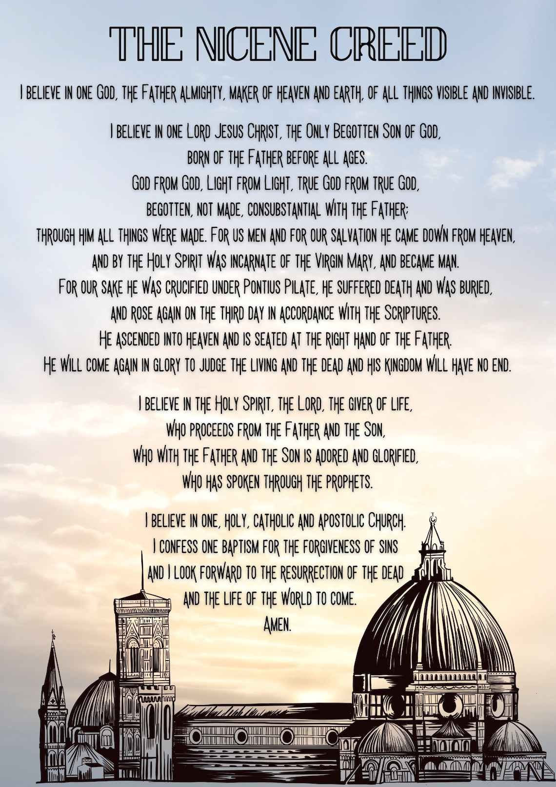 The Nicene Creed (version 1) - Etsy