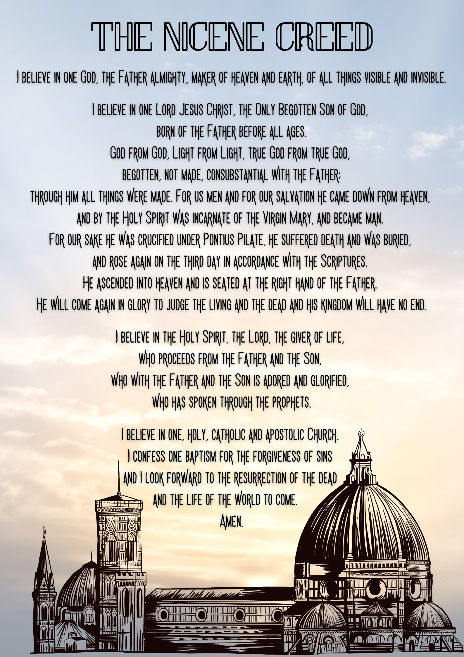 The Nicene Creed (version 1) - Etsy