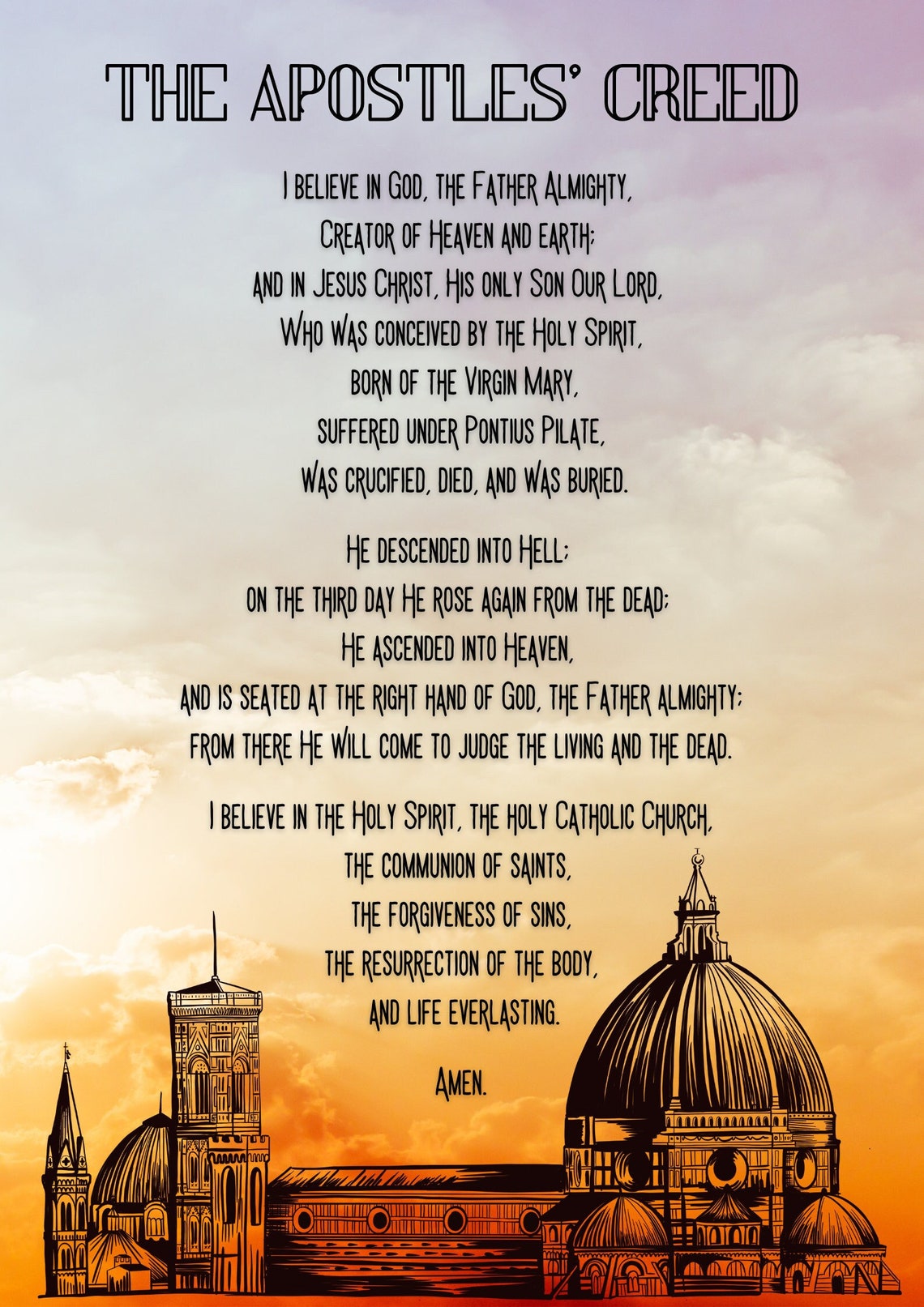 The Apostles' Creed (version 3) - Etsy