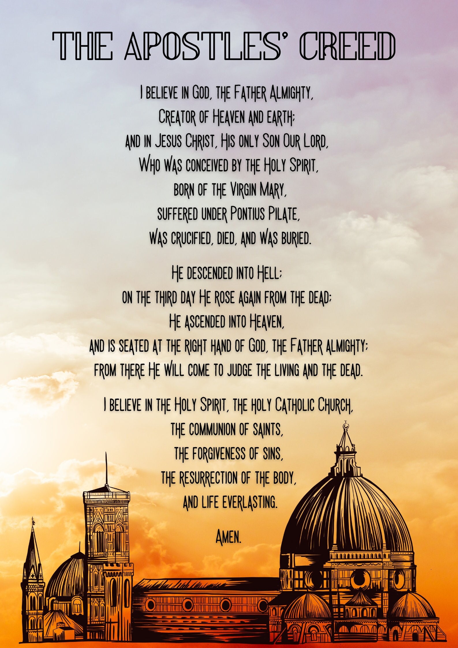The Apostles' Creed (version 3) - Etsy