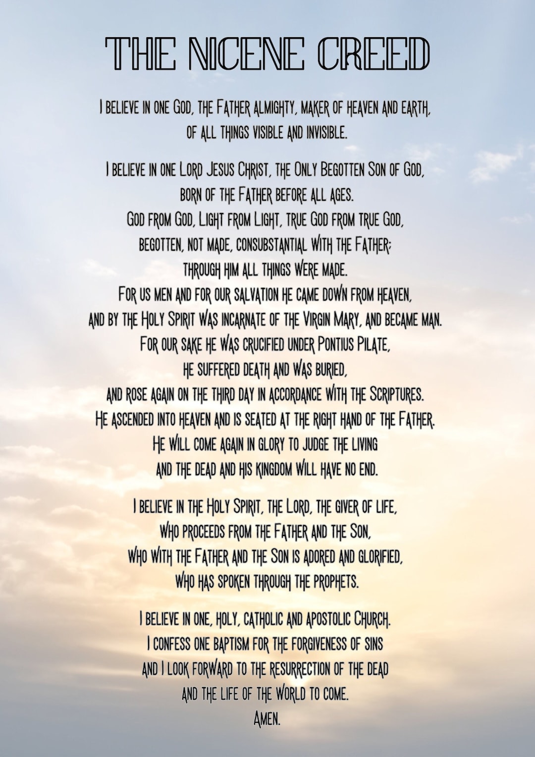 The Nicene Creed (version 3) - Etsy