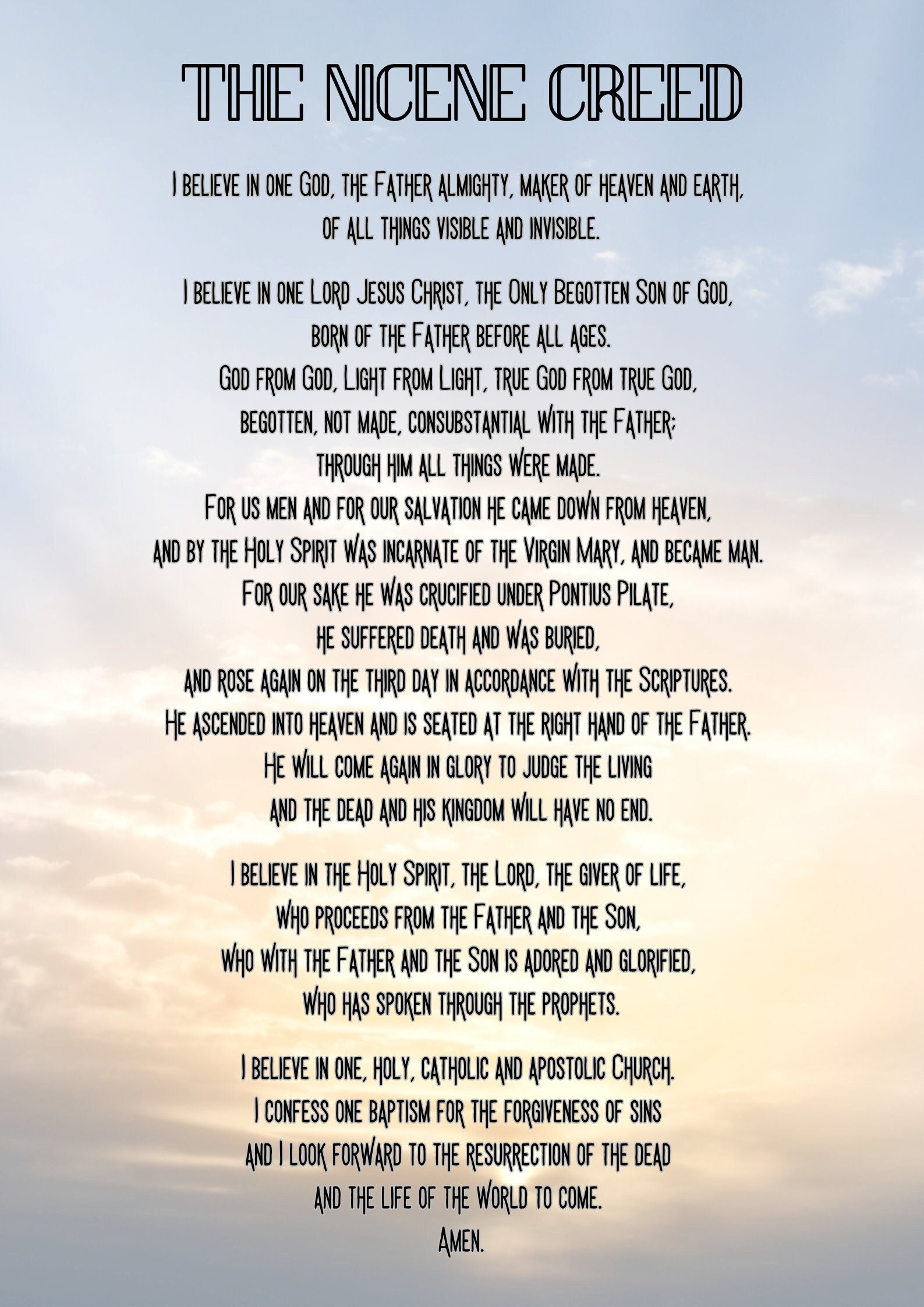 The Nicene Creed (version 3) - Etsy