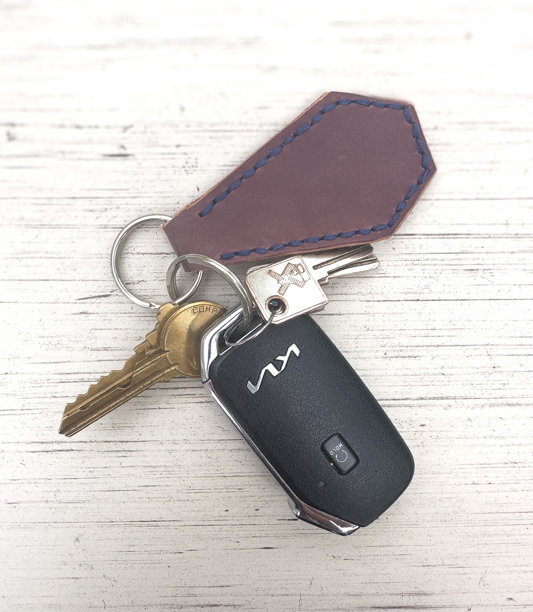 Handcrafted Hexagon Leather Keychain - Etsy