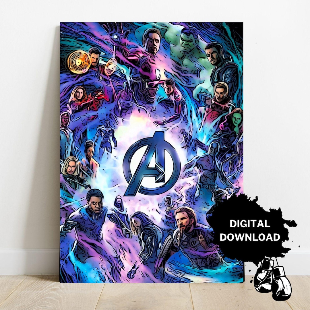 Avengers Poster, Digital Poster, Printable Wall Art, Superhero, Marvel ...