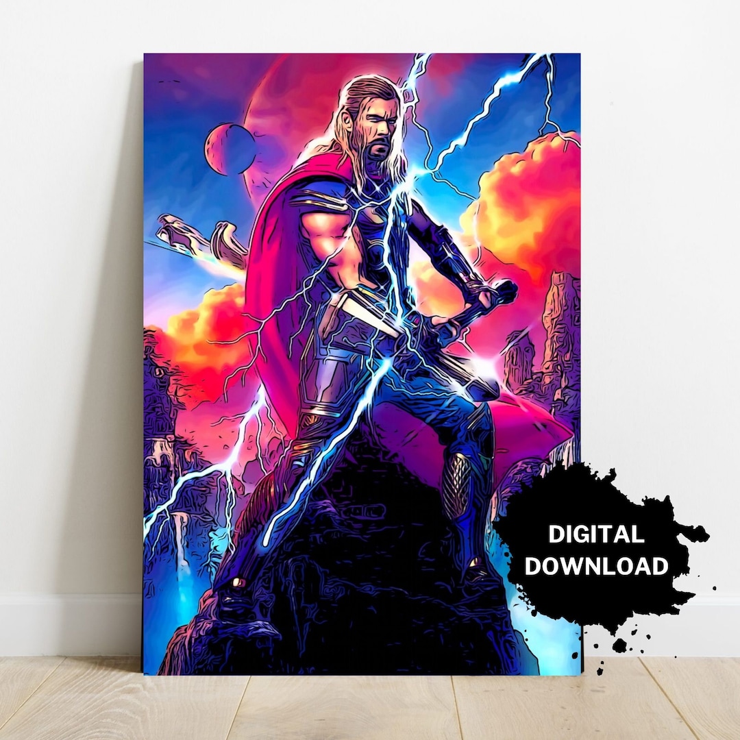 Thor Poster, Digital Poster, Printable Wall Art, Marvel Comics, Marvel ...