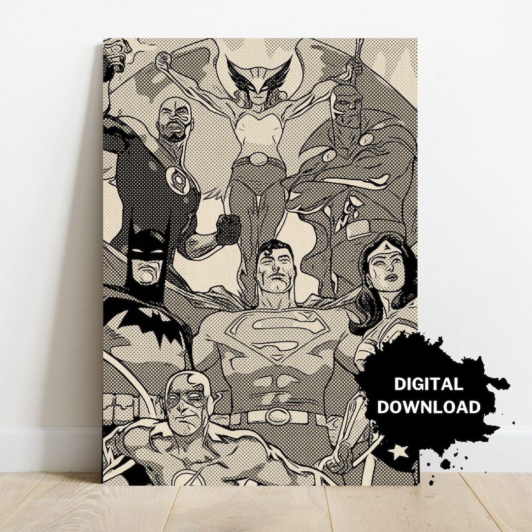 Justice League Poster, DC Comics, Wall Art, Digital Poster, Superhero ...