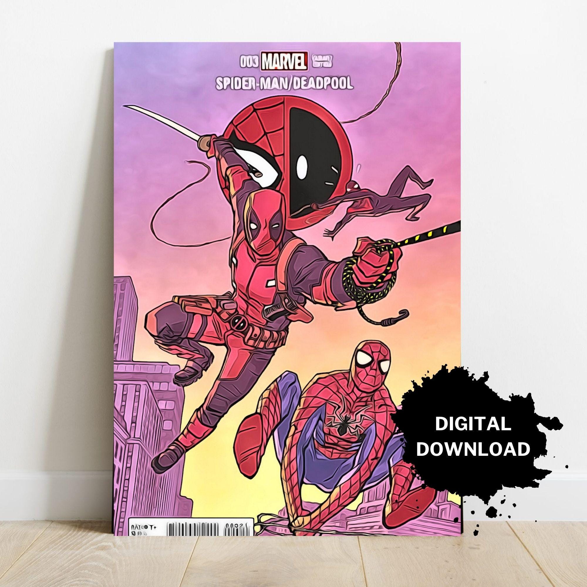 Deadpool Poster, Digital Poster, Printable Wall Art, Superhero Poster ...