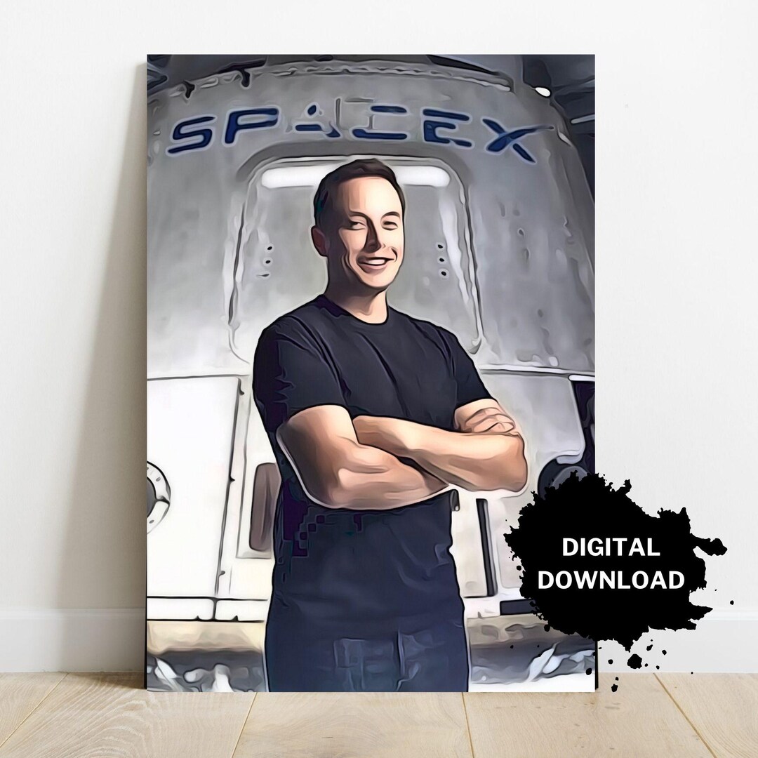 Elon Musk Poster, Space X and Tesla CEO, Entrepreneur, Digital Poster ...