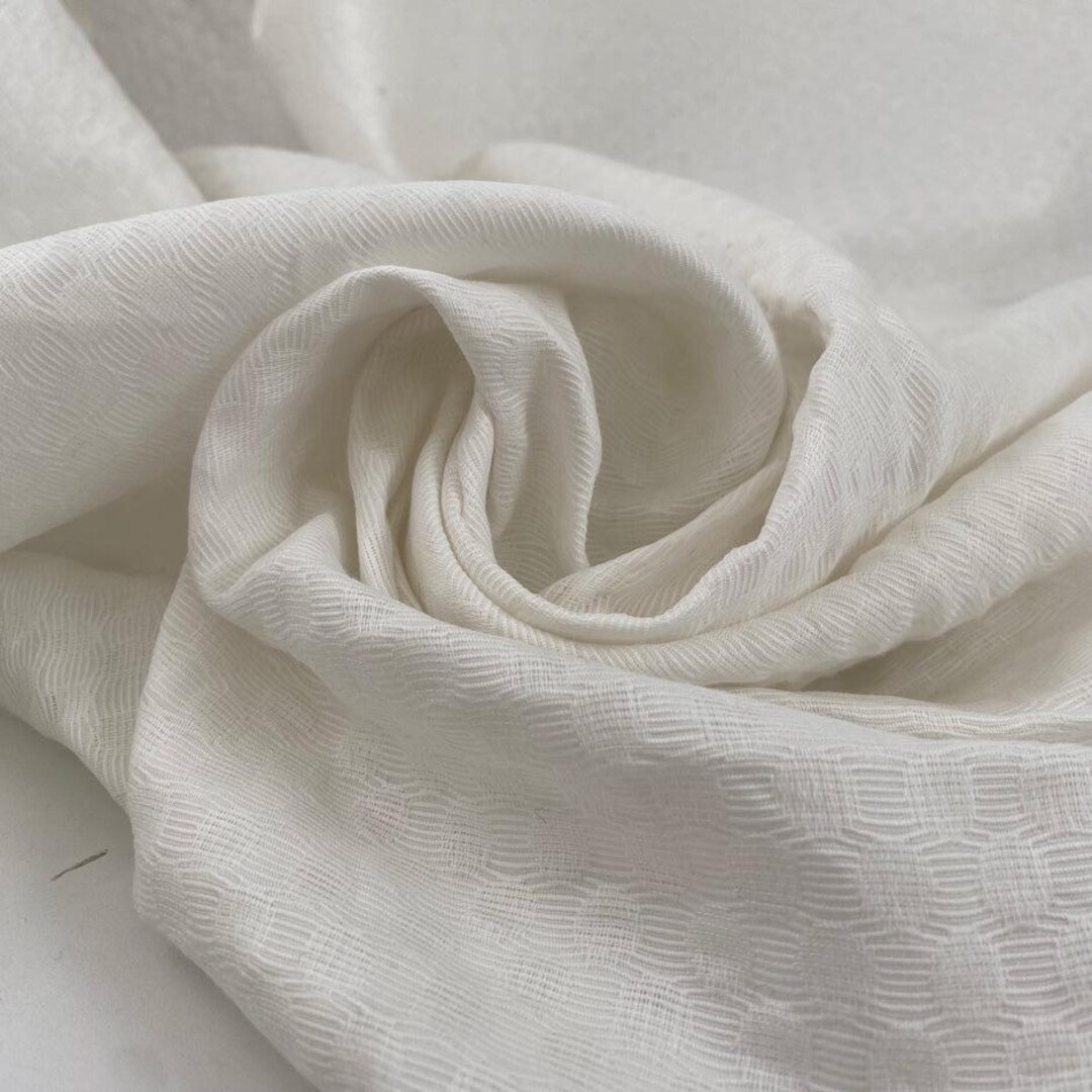 White Cotton Piquet Fabric | 144cm Textured Pique Knit | Italian ...