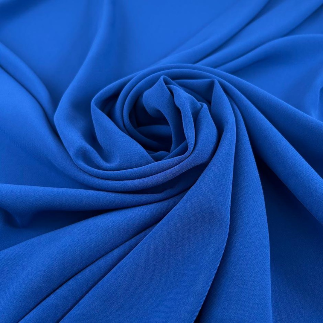Italian Deadstock Blue Cady Fabric, Triacetate Blend Material, Heavy ...