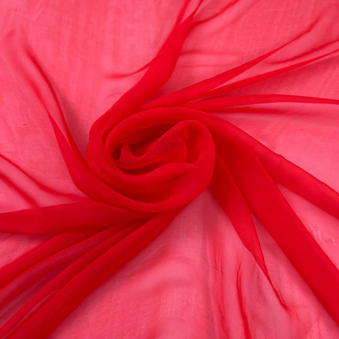 Red Silk Chiffon Fabric | 155cm Sheer Sewing Overlay Dress | Italian ...