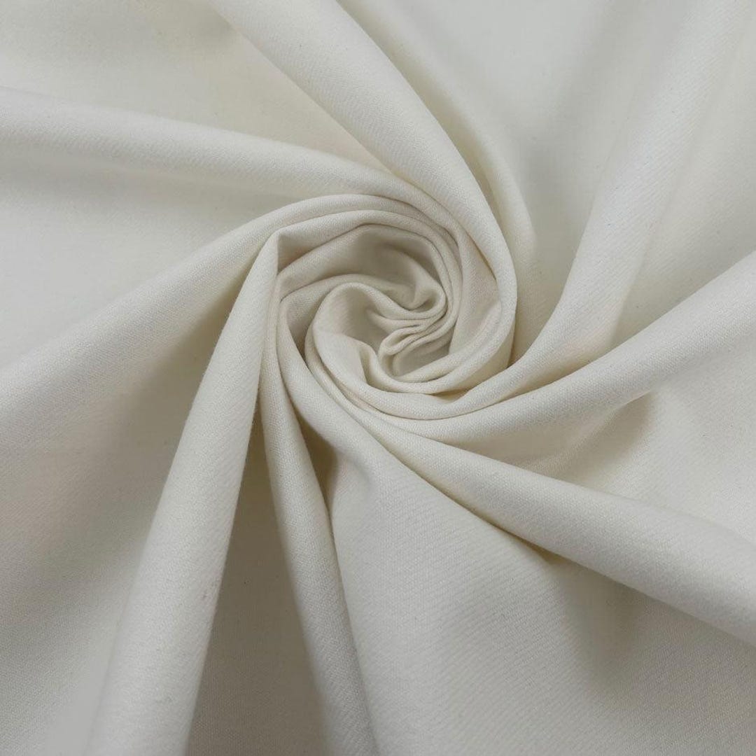 White Cotton Fustian Fabric | 150cm Heavy Structured | Italian ...