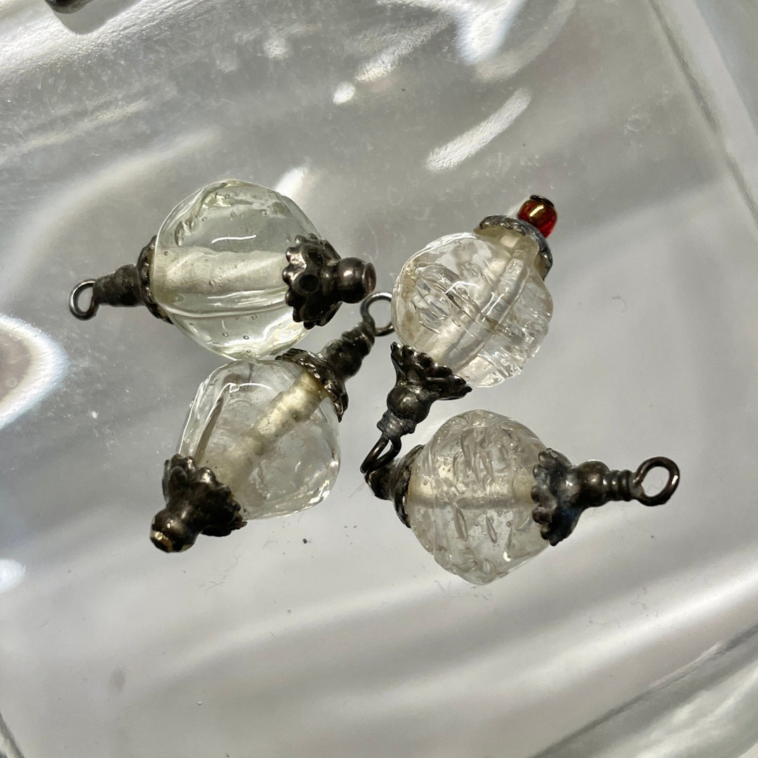 Hand Soldered Clear Vintage Bead Charms Dangle, Terminal, Drop Made in ...