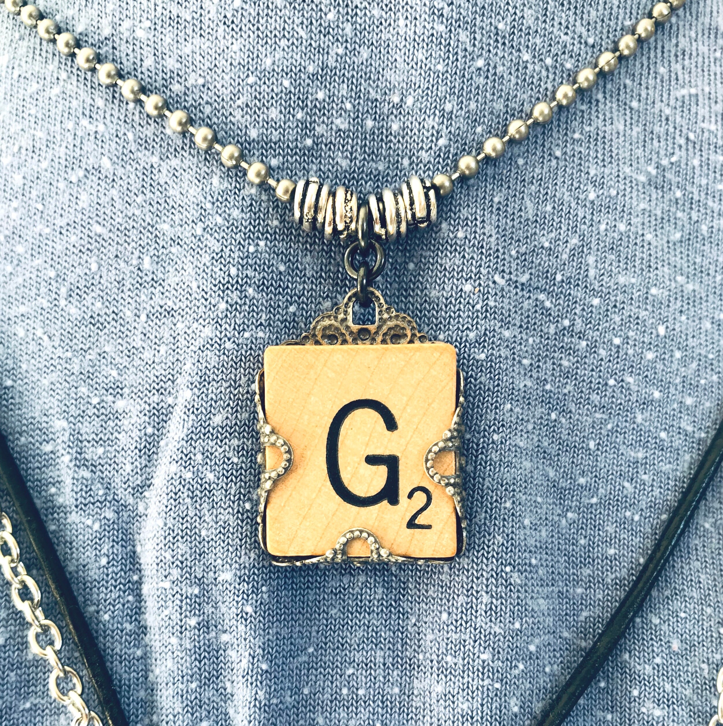 Wooden Scrabble Tile Initial Pendant Necklace. Long Adjustable - Etsy