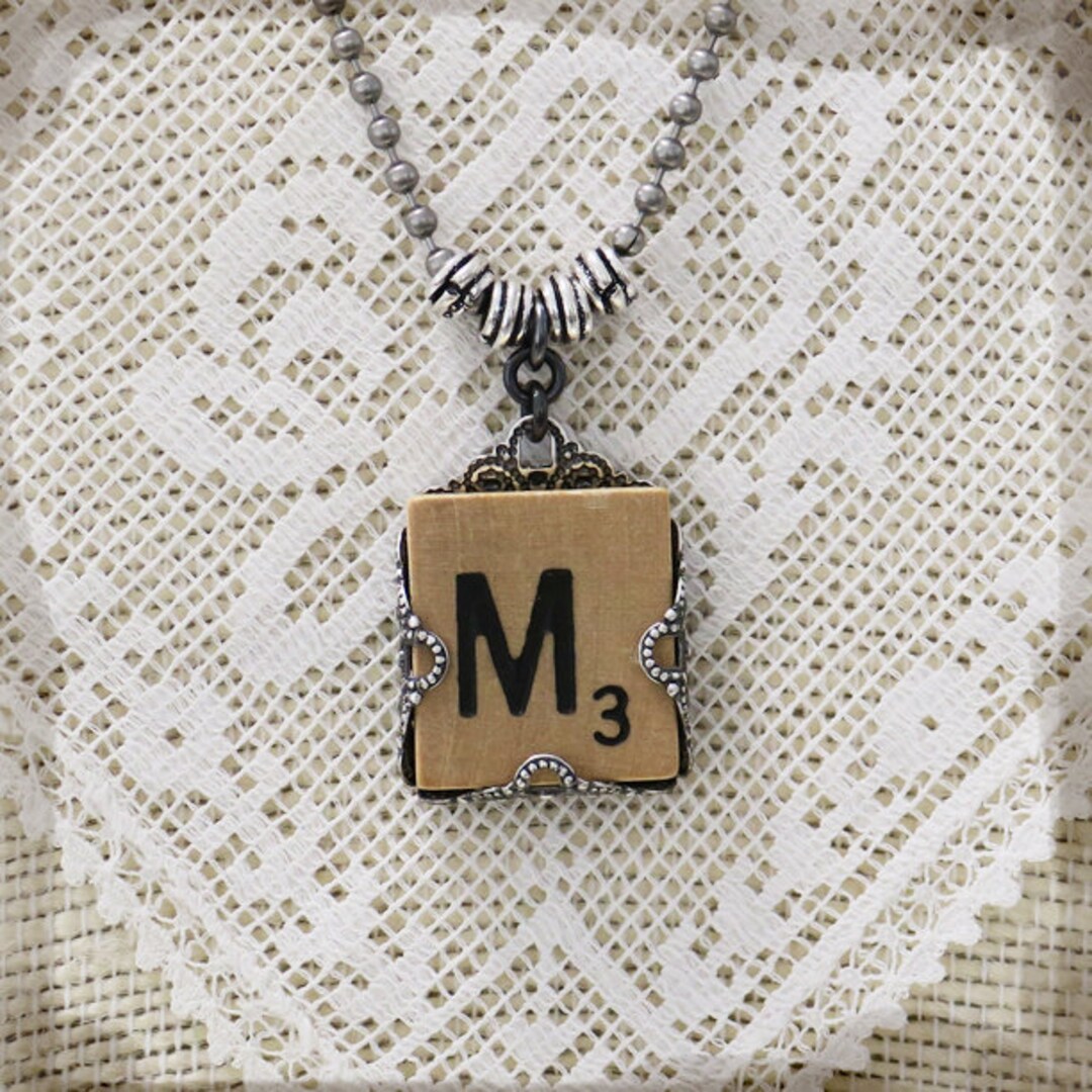 Wooden Scrabble Tile Initial Pendant Necklace. Long Adjustable - Etsy