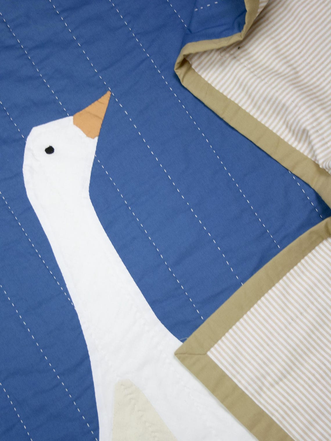 Modern Handmade Duck Goose Throw Quilt, Blanket or Wall Hanging With ...