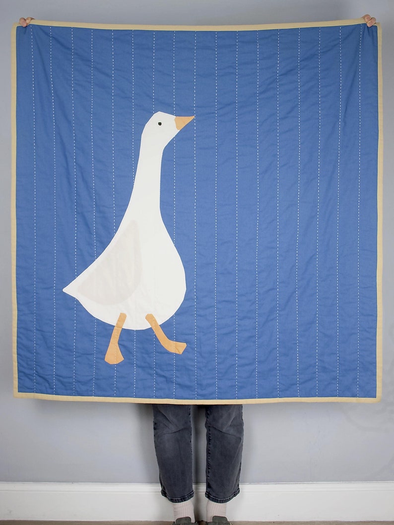 Modern Handmade Duck Goose Throw Quilt, Blanket or Wall Hanging With ...