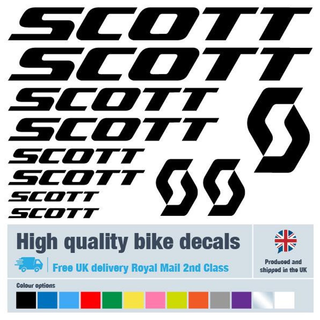 Scott Bike Decals Labels Stickers. Over 20 Colour Options. 26 Pack Inc ...